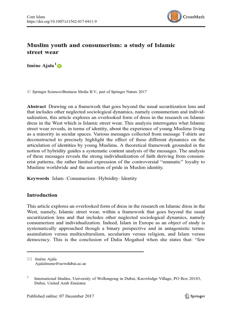Muslim Youth and Consumerism | PDF | Identity (Social Science) | Consumerism