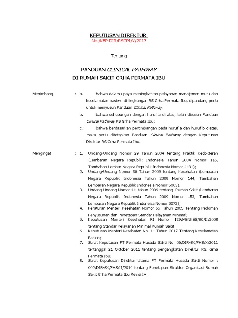 SK - Panduan Clinical Pathway | PDF