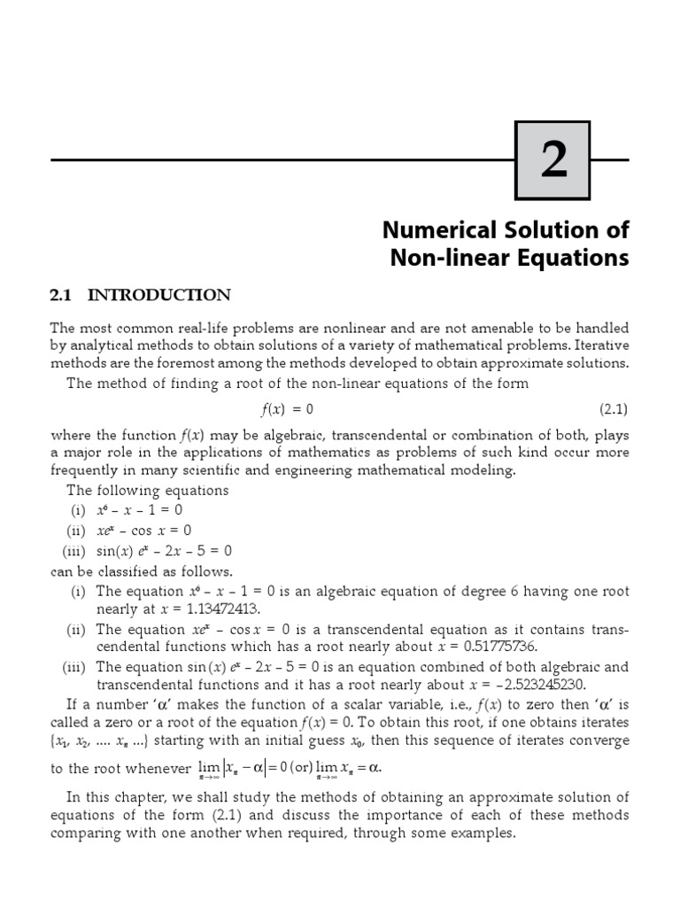 Numerical Solutions of Non-Linear Equations | PDF | Numerical Analysis ...