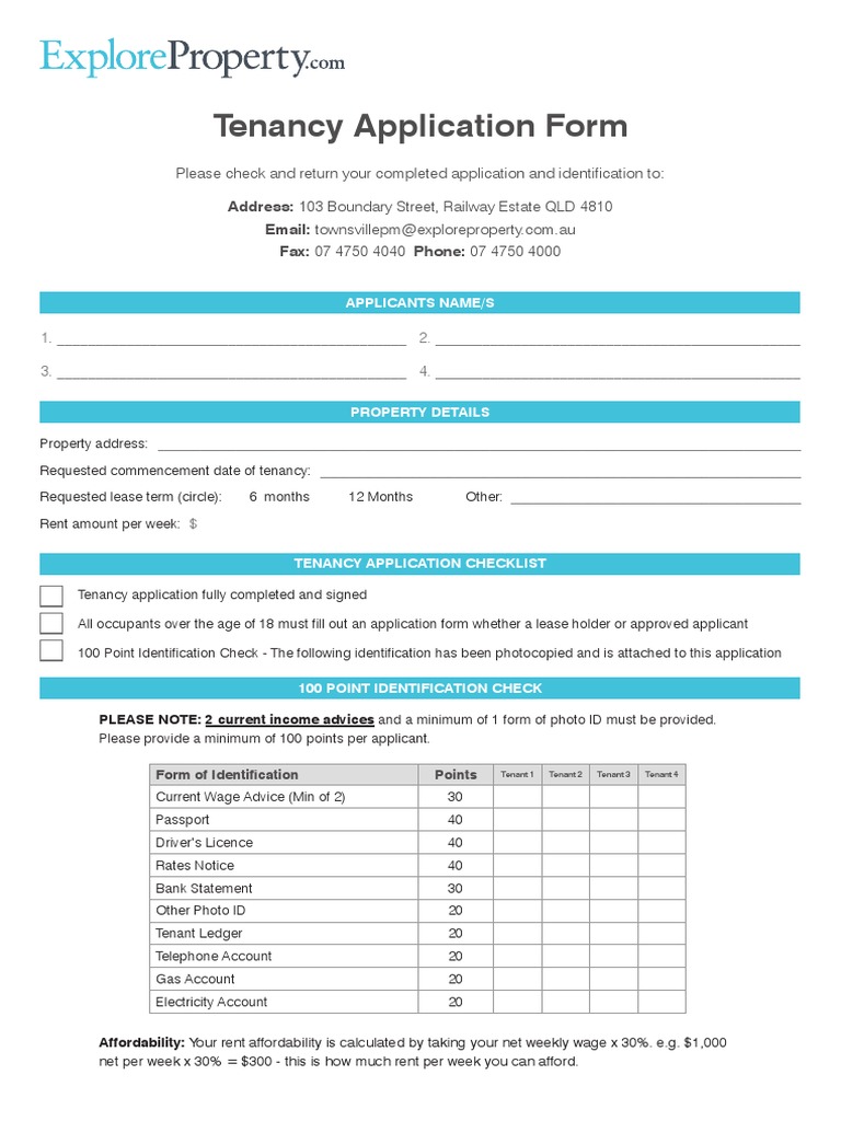 Tenancy Application Form Template | PDF | Lease | Leasehold Estate