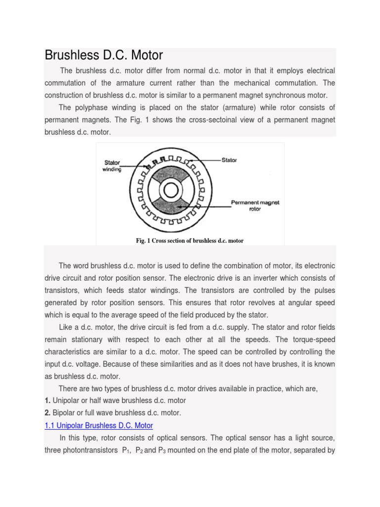 Brushless DC Motor | PDF | Direct Current | Electric Motor
