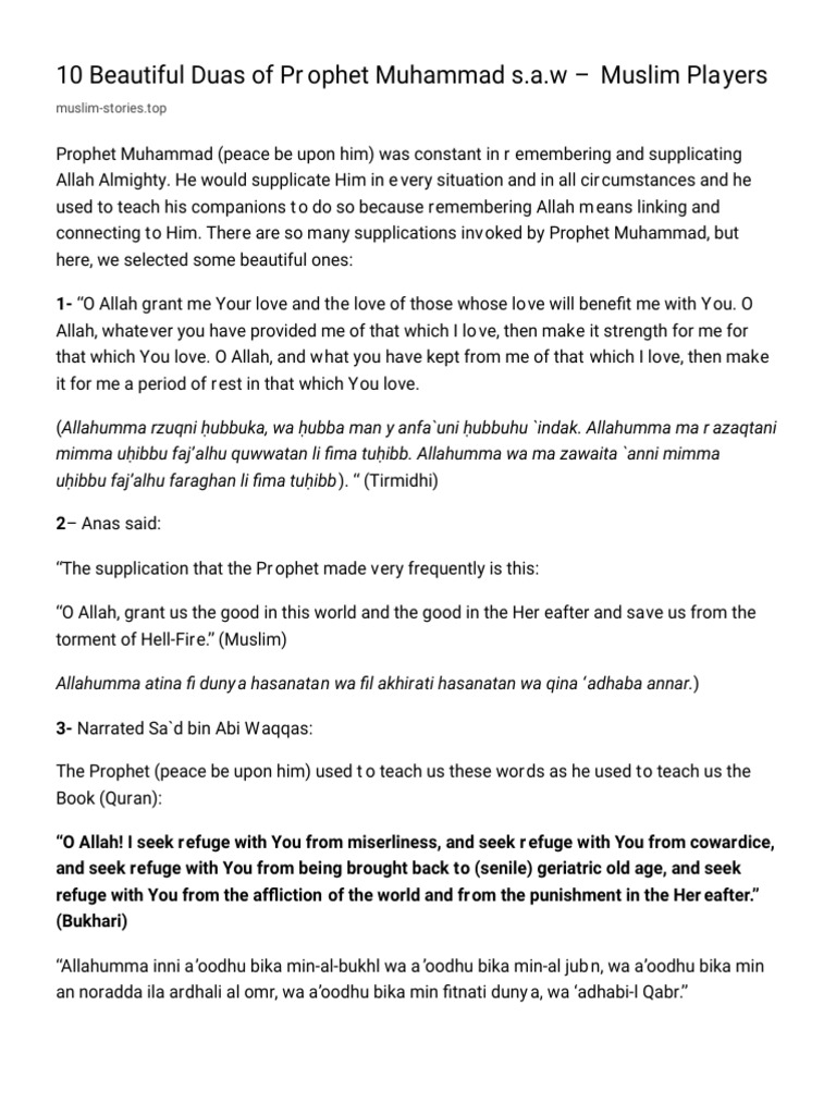 10 Beautiful Duas of Prophet Muhammad | PDF | Theology | Western Philosophy