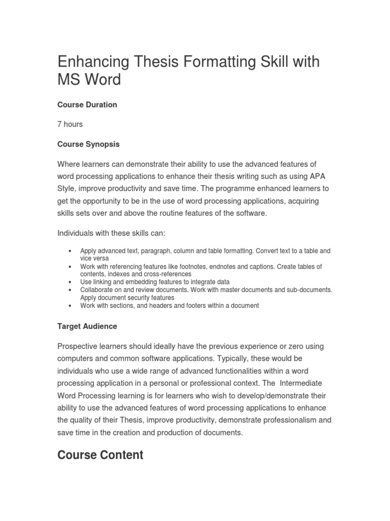 Easy To Write Thesis With MS Word 2016 | PDF | Database Index | Word ...