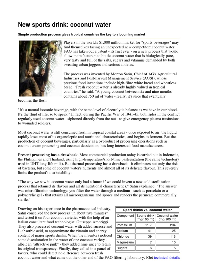 1998-10 - FAO Coconut Water | PDF | Drink | Coconut