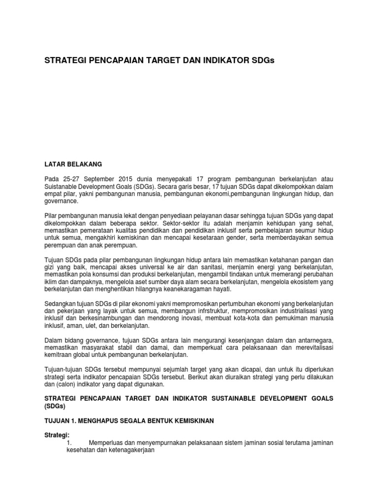 Strategi Pencapaian Target Dan Indikator Sdgs | PDF