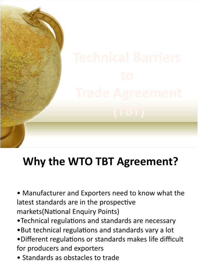 Technical Barriers To Trade Agreement (TBT) | Download Free PDF ...