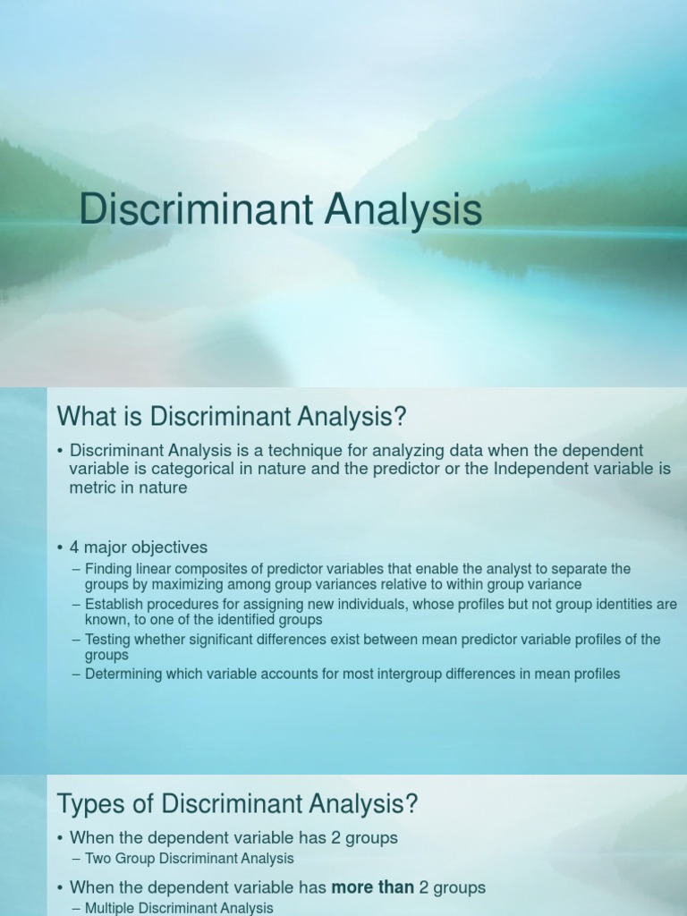Discriminant Analysis | PDF | Categorical Variable | Analysis Of Variance