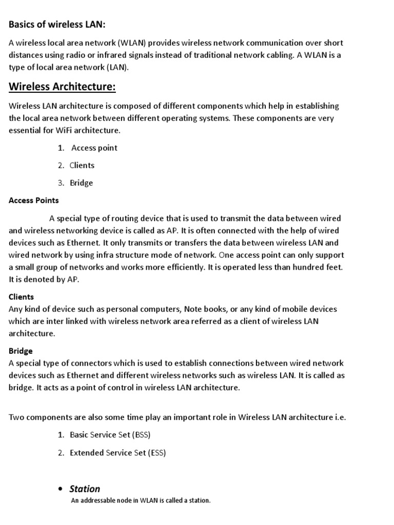 Wireless Networks Notes | PDF | Wireless Lan | Ieee 802.11