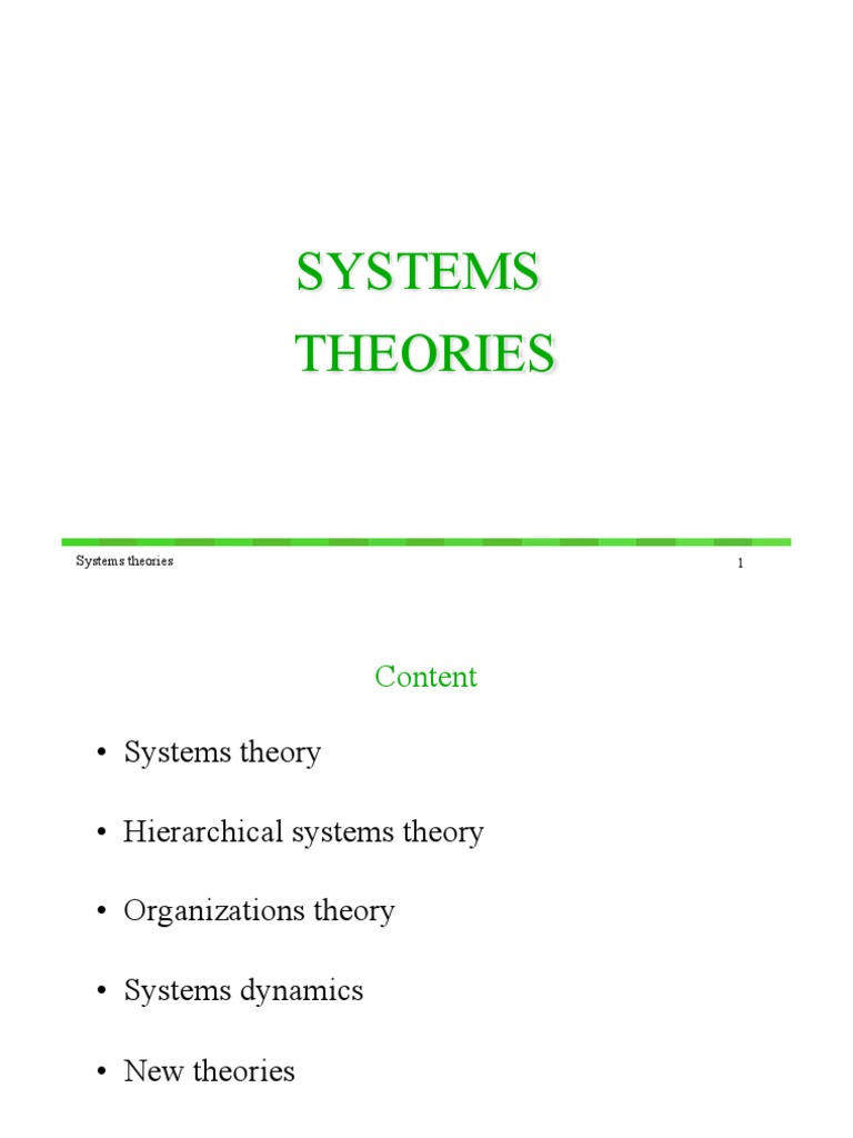 Systems Theories | PDF | System | Systems Theory