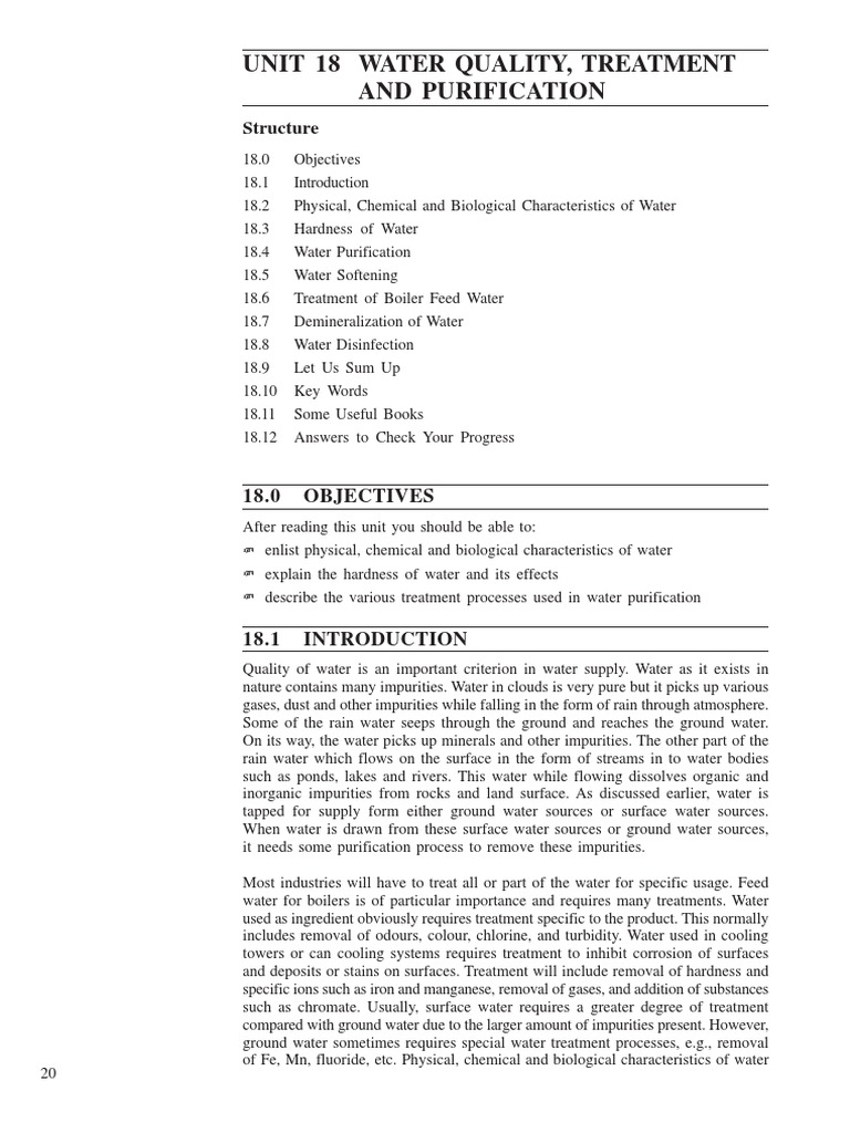 Water Quality Water Treatment and Purification | PDF | Water ...