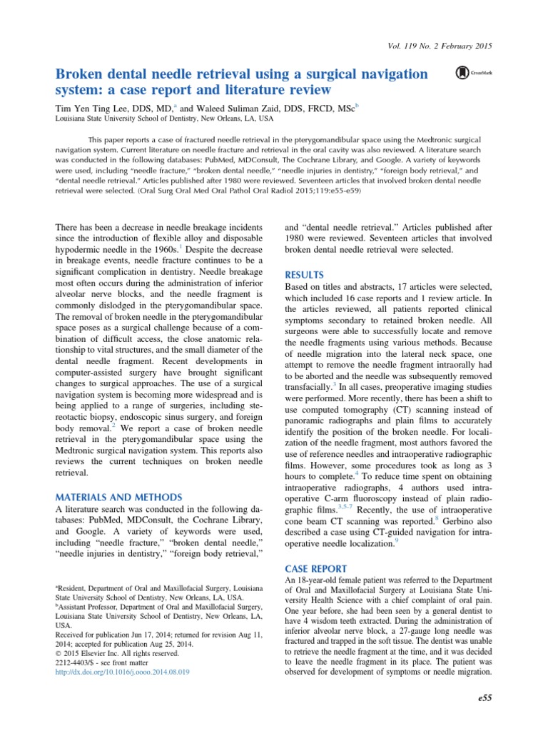 Broken Dental Needle Retrieval Case Study | PDF | Radiography | Dentistry