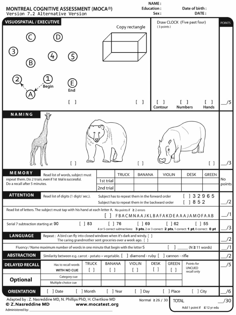 MoCA Test English 7.2 | PDF