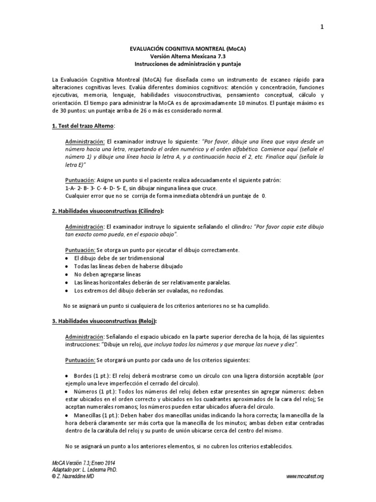 MoCA-Instructions-Spanish_7.3.pdf | Reloj | Memoria
