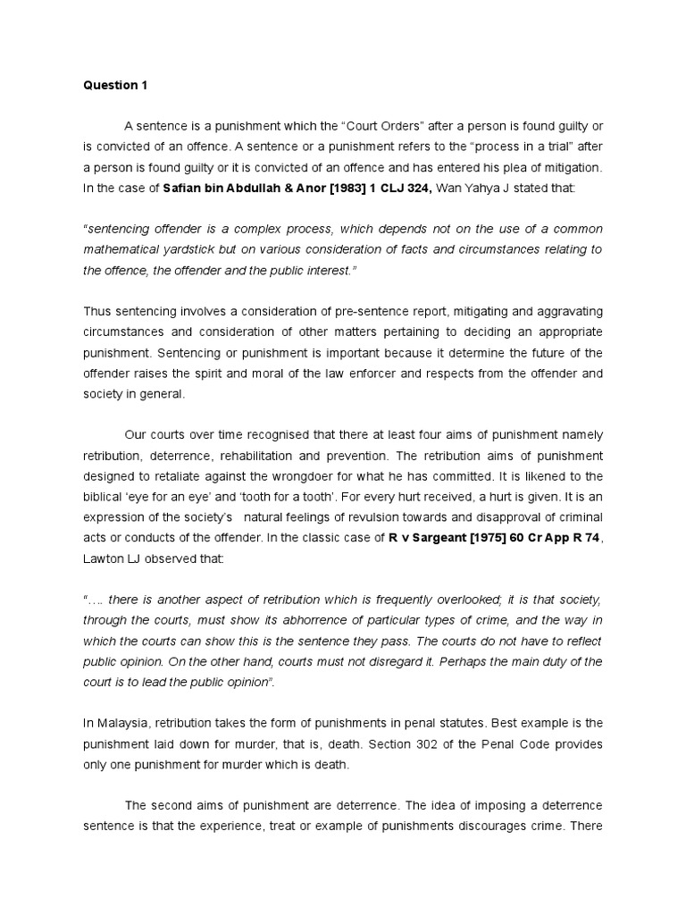 Assignment Criminal Law Master | PDF | Deterrence (Legal) | Intention ...