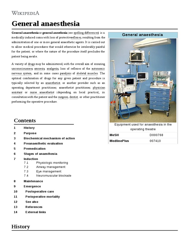 General Anaesthesia | PDF | Anesthesia | Medical Treatments