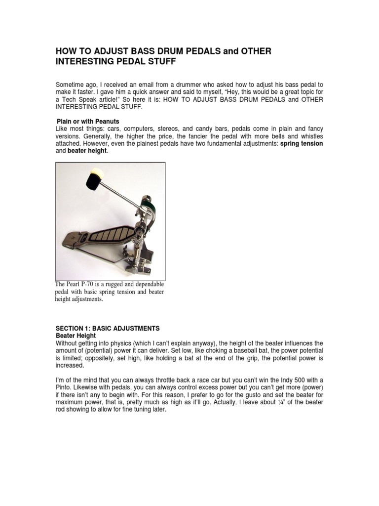 Bass Drum Pedal Setup | PDF | Drum | Screw