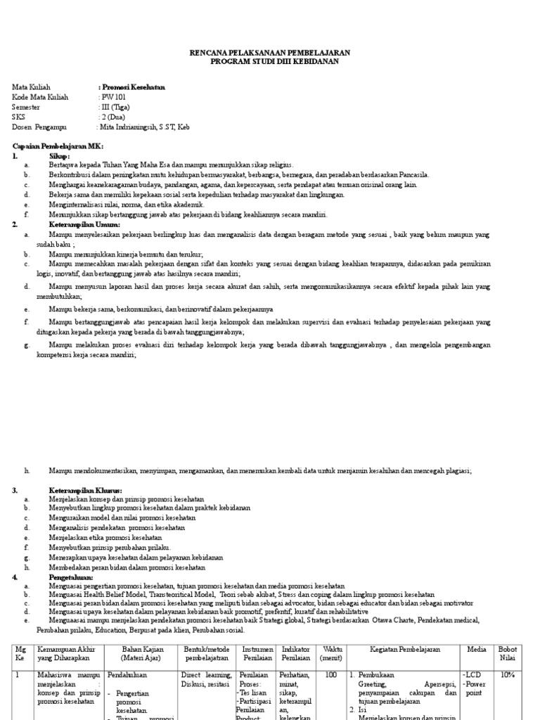 Rps Promkes | PDF | Pengembangan Diri