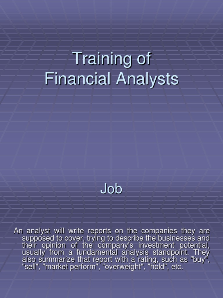 Training of Financial Analysts | PDF | Financial Analyst | Financial ...