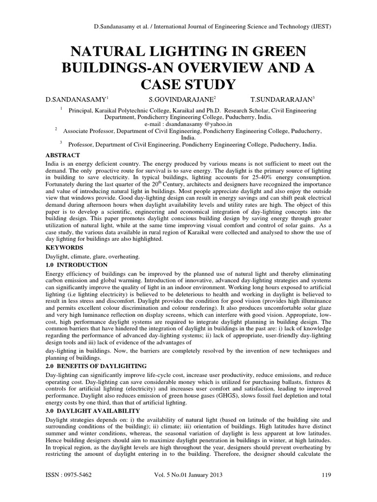 Natural Lighting in Green Buildings-An Overview and A Case Study | PDF ...