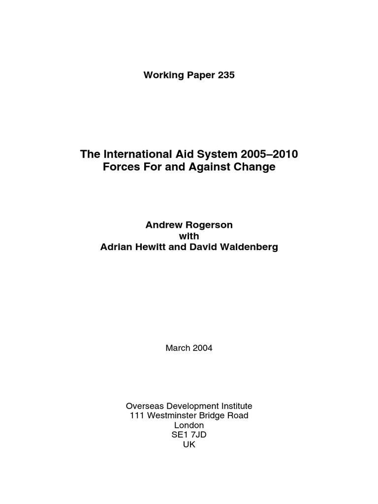 The International Aid System 2005-2010 Forces For and Against Change ...