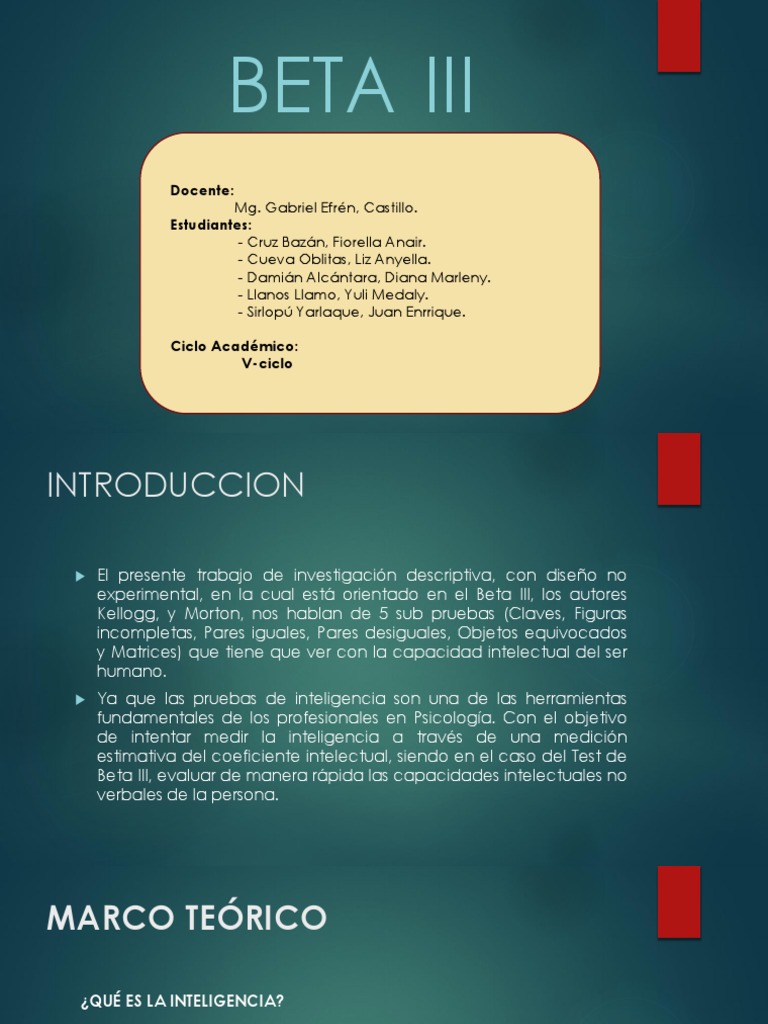 Beta III Oficial | PDF | Validez (Estadísticas) | Cociente de inteligencia