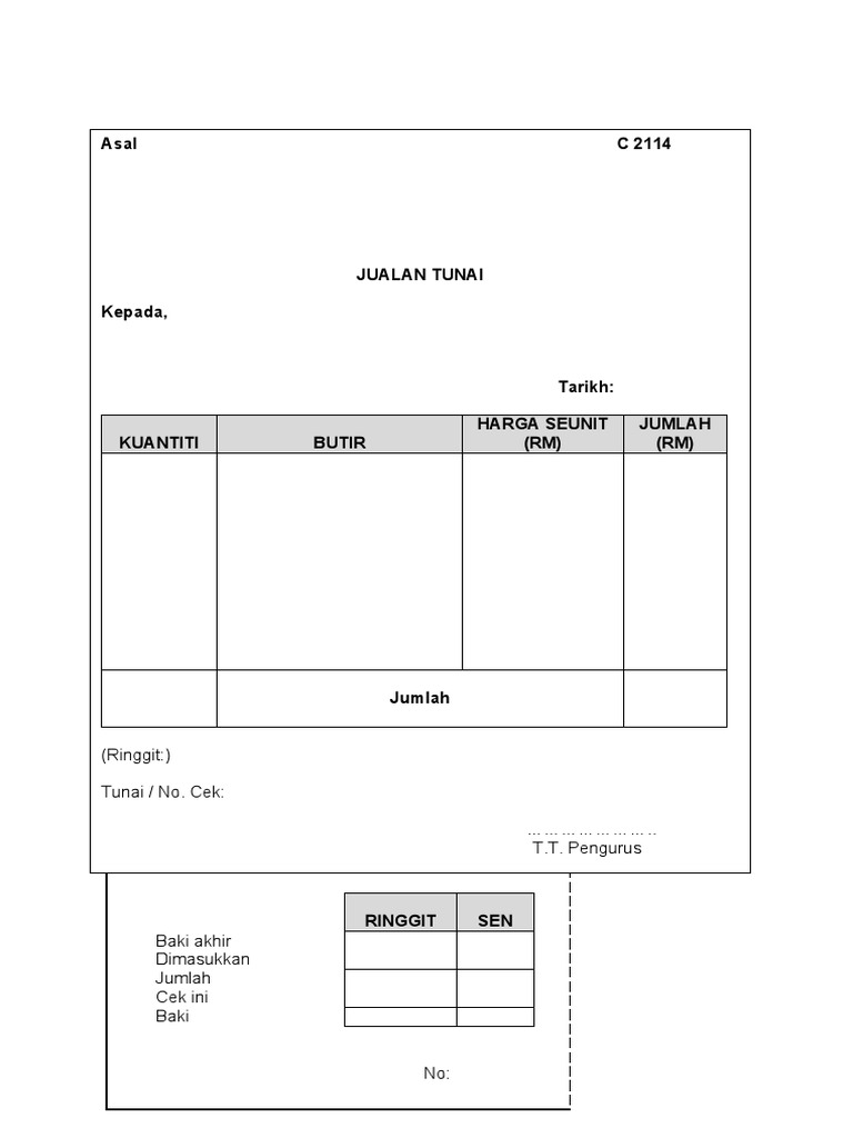 Prinsip Akaun Dokumen Perniagaan - Template Kosong 1 | PDF