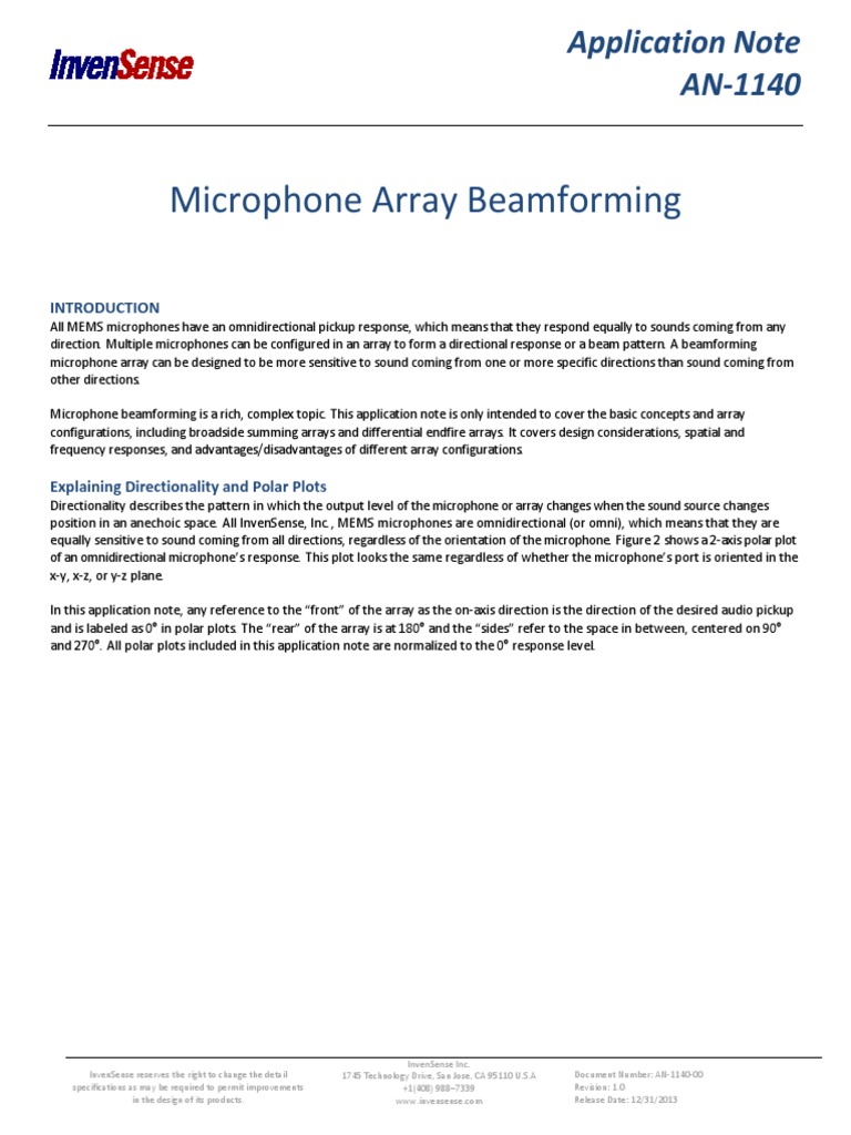 Microphone Array Beamforming | PDF | Microphone | Sampling (Signal Processing)