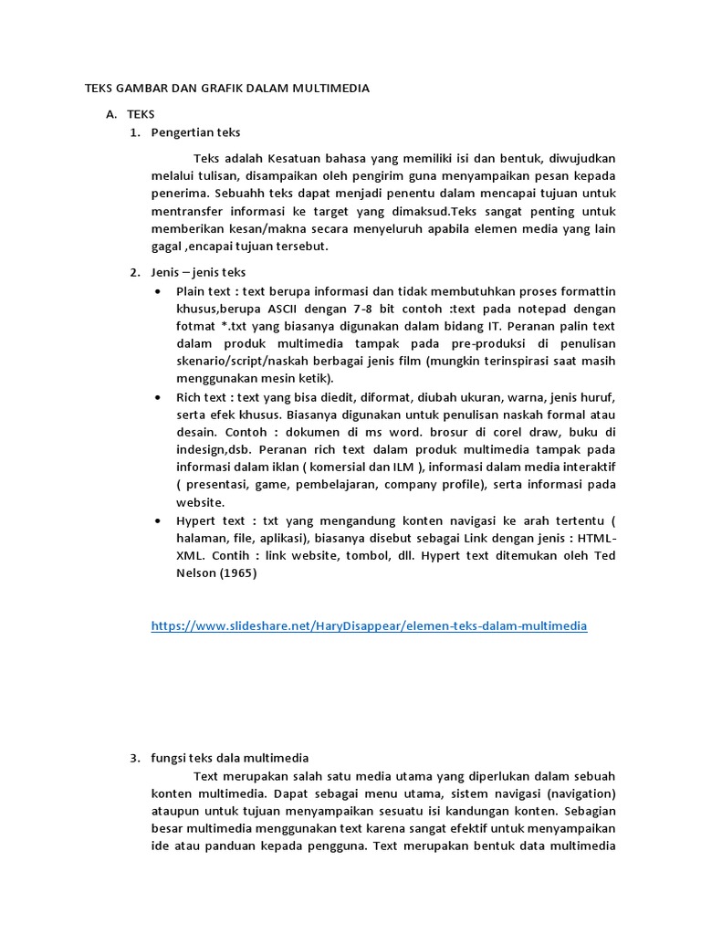 Teks Gambar Dan Grafik Dalam Multimedia | PDF