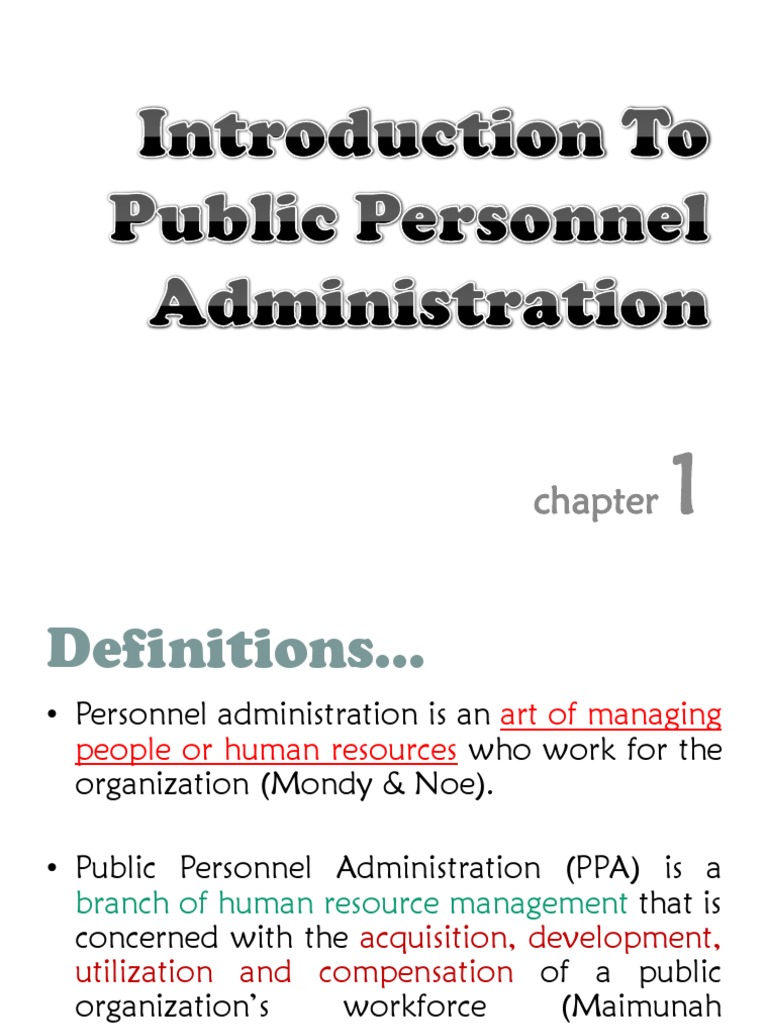 Chapter 1-Introduction To Public Personnel Administration | Human ...