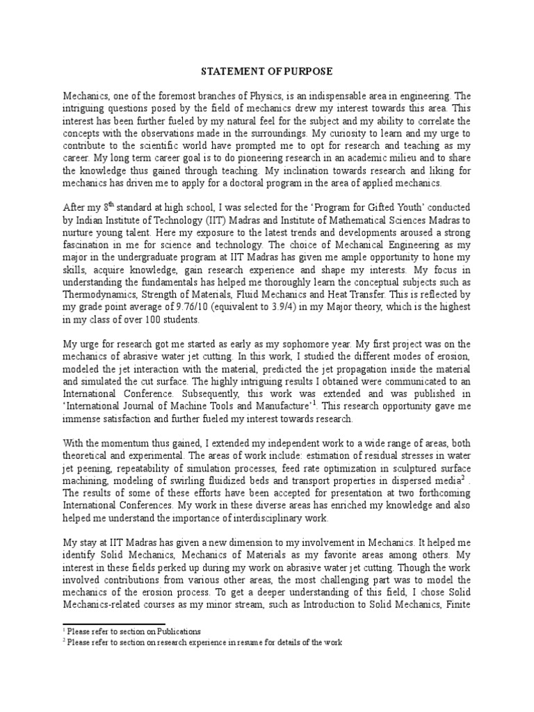 SOP Caltech | PDF | California Institute Of Technology | Mechanics