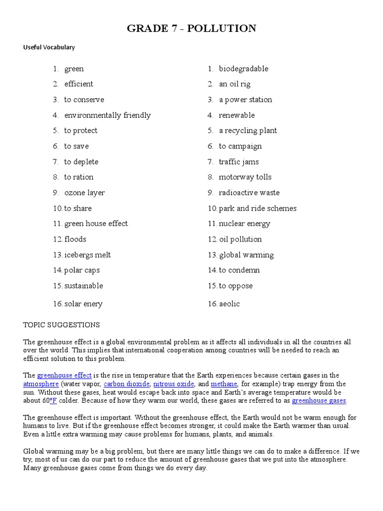 Grade 7 Recycling and Pollution | PDF | Greenhouse Effect | Global Warming