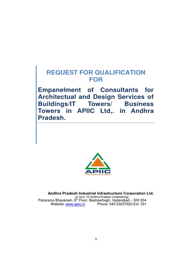RFQ For Empanelment of Consultants For Architectural and Design Services For Building IT Towers ...
