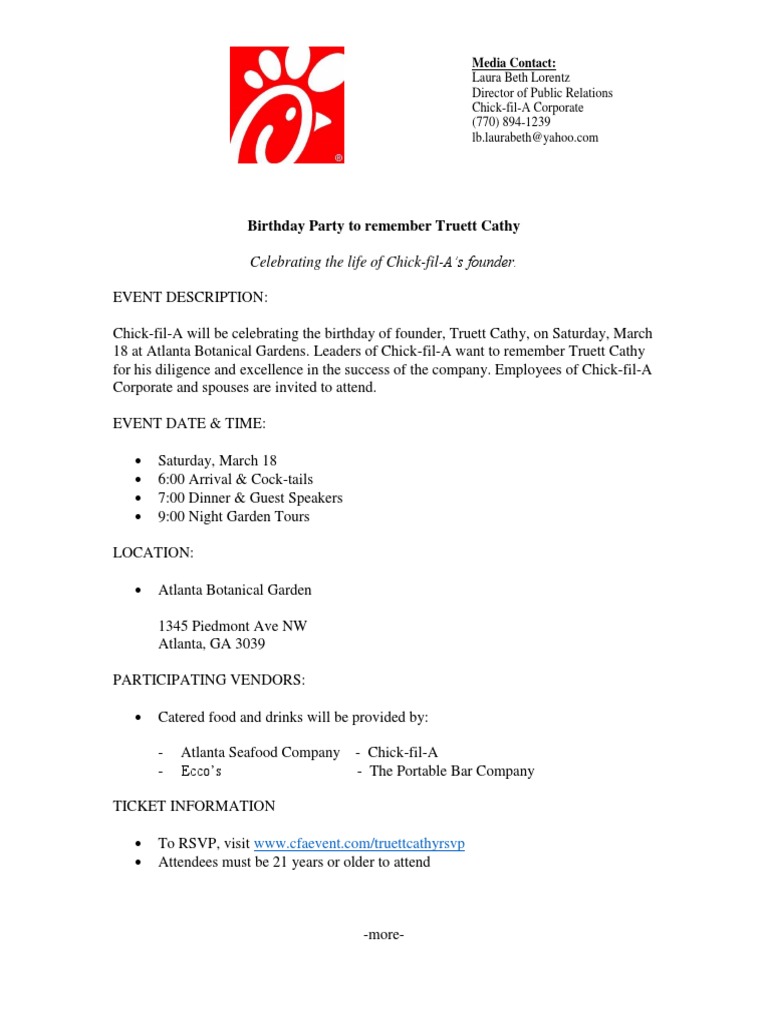 Cfa Fact Sheet | PDF | Restaurant And Catering | Foods