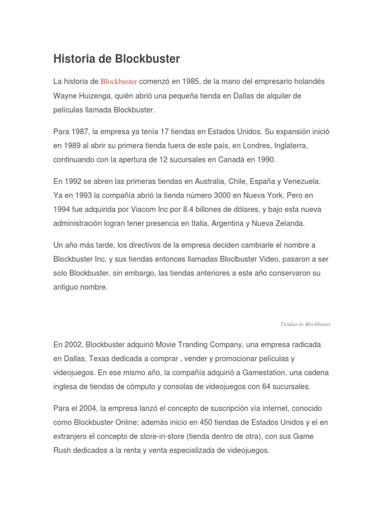 Historia de Blockbuster | PDF | Business | Economía (general)