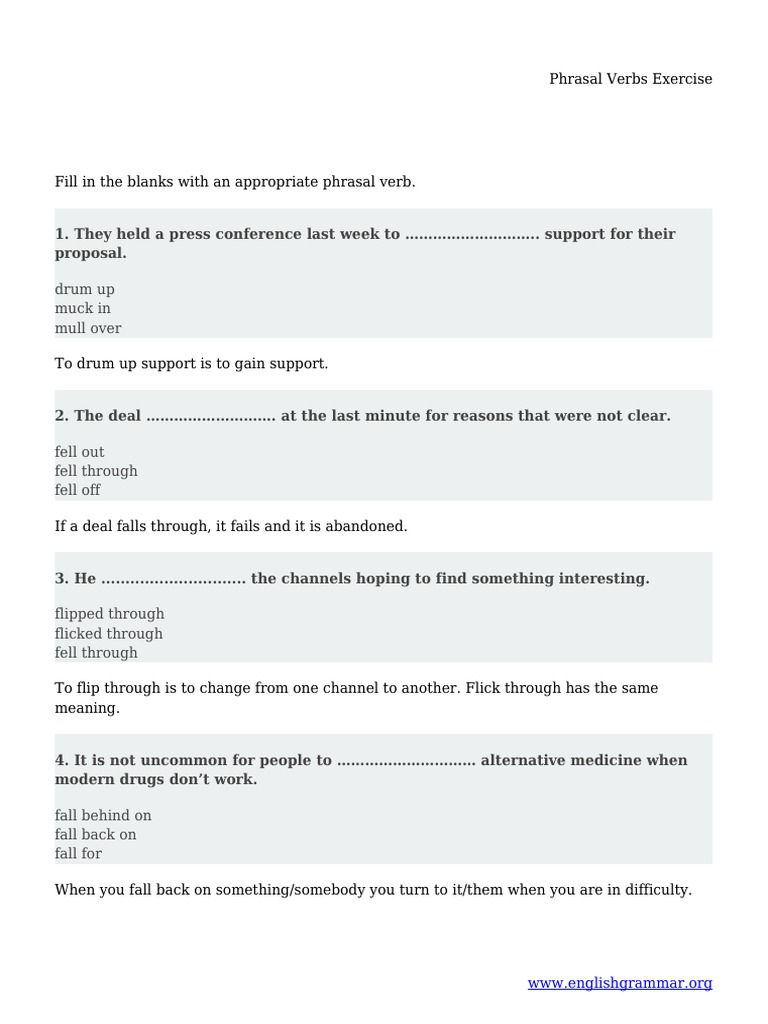 Phrasal Verbs Exercise | PDF