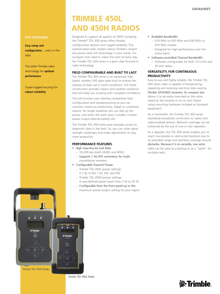 Trimble 450l and 450H Radios: Key Features | PDF | Bit Rate | Radio