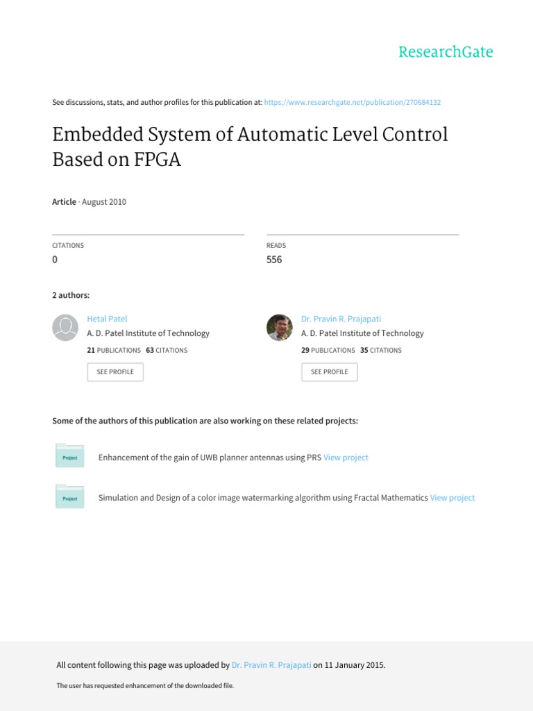 Embedded System of Automatic Level Control Based On FPGA: August 2010 | PDF | Field Programmable ...