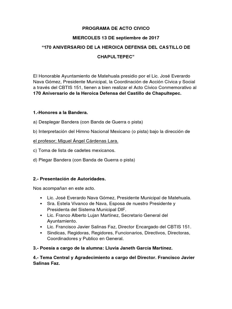 Programa de Acto Civico | PDF | Ciencias sociales
