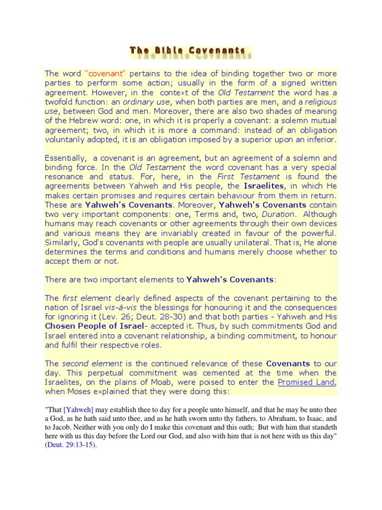 "Covenant": Use, Between God and Men. Moreover, There Are Also Two ...
