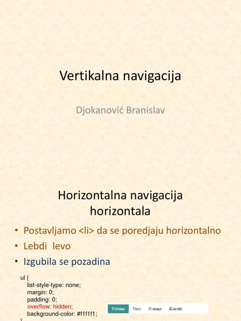 Horizontalna Navigacija | PDF