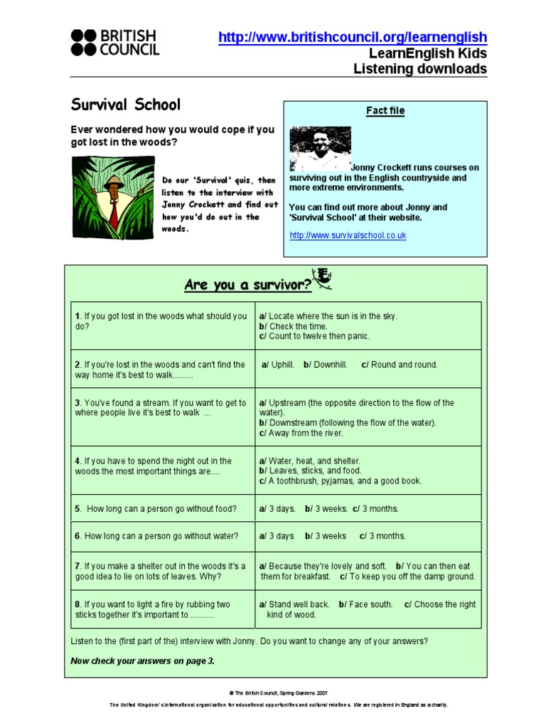 Survival School: Learnenglish Kids Listening Downloads | PDF | Desert ...