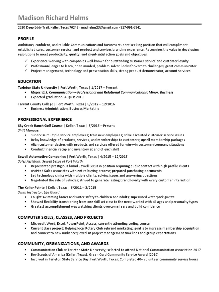 Madison Helms Resume | PDF | Texas | Brand