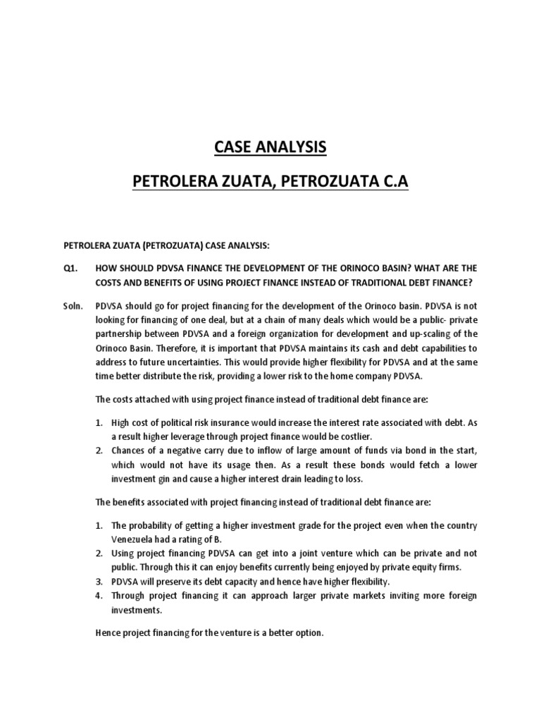 Petrozuata Case Analysis | PDF | Leverage (Finance) | Cost Of Capital