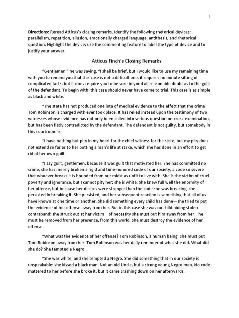 Atticuss Closing Speech | Witness | Prosecution