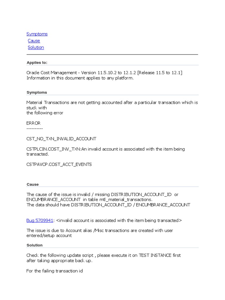 Cost Issue Pdf Database Transaction Oracle Database