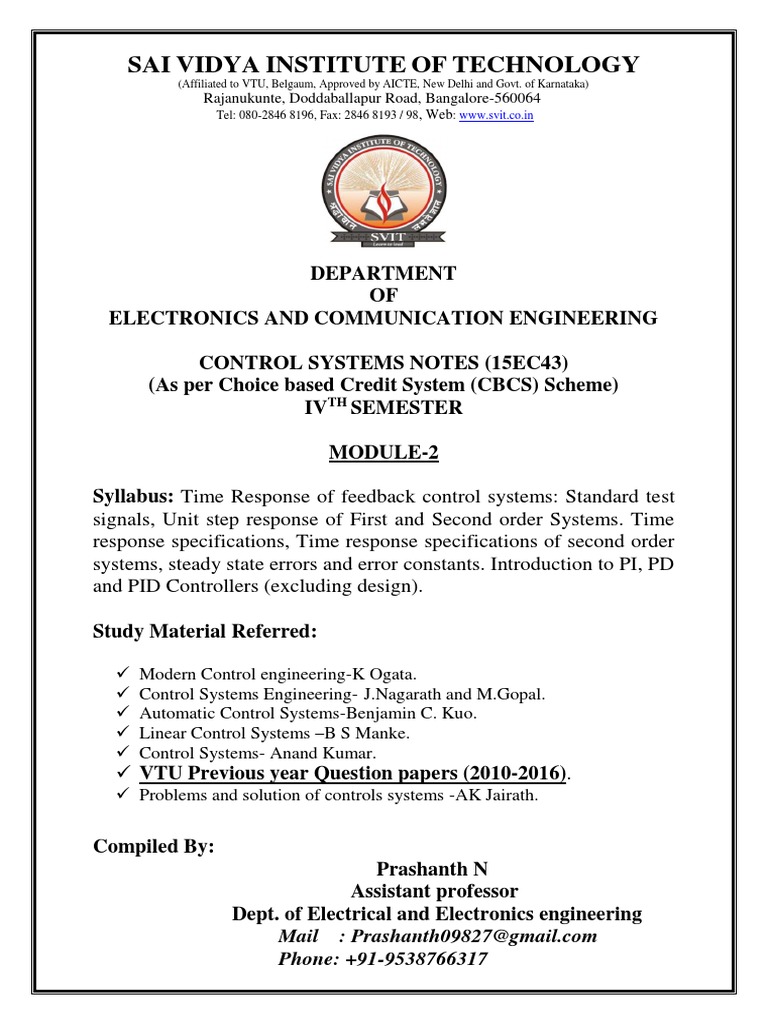 Control System Module 2 Notes | PDF | Control System | Systems Theory