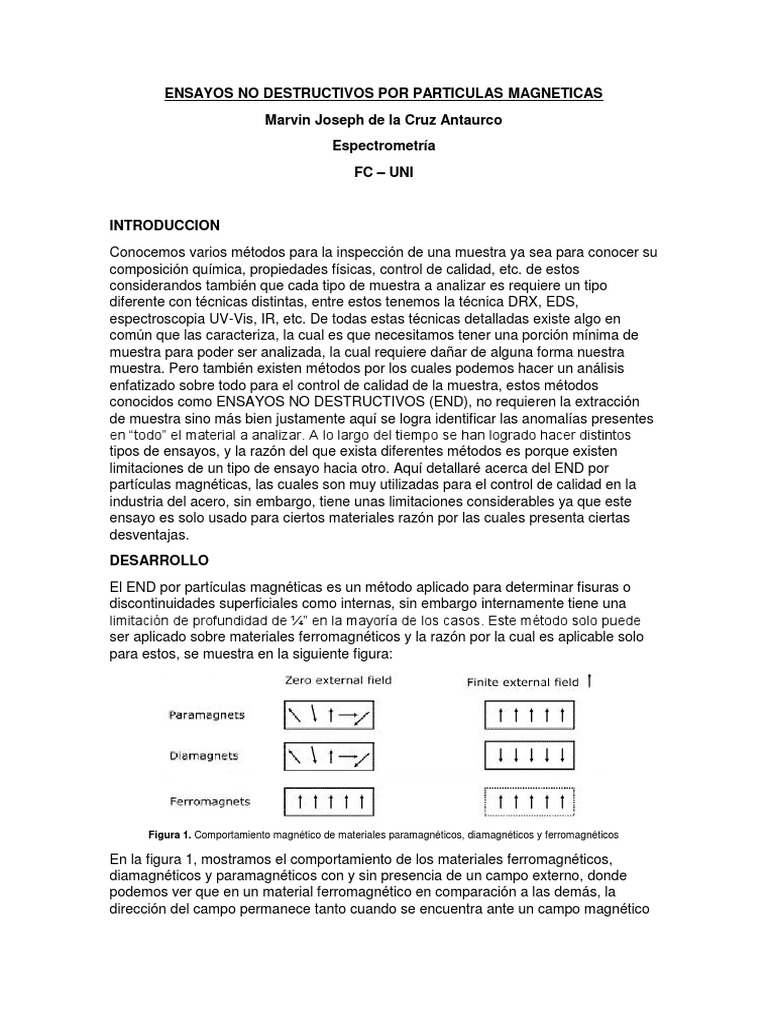 Ensayos No Destructivos Por Particulas Magneticas | PDF | Ferromagnetismo | Magnetismo
