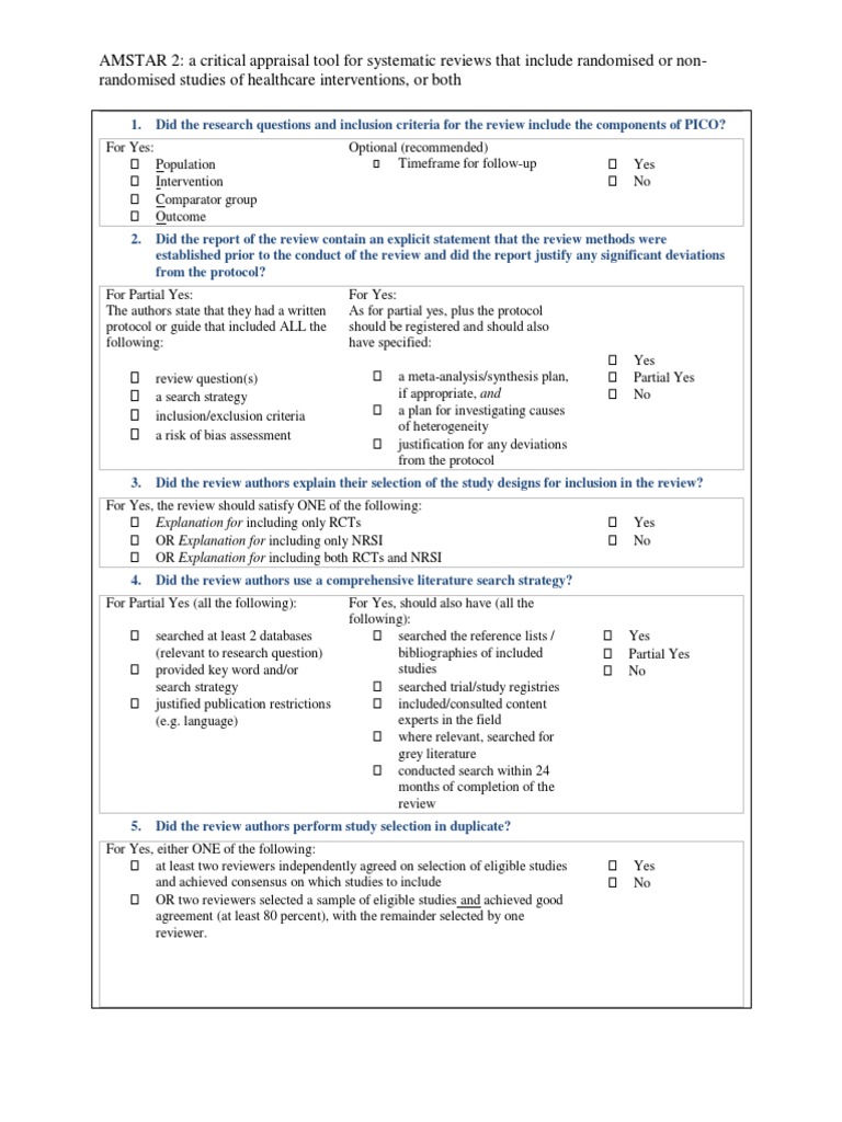 Amstar 2 | PDF | Meta Analysis | Randomized Controlled Trial