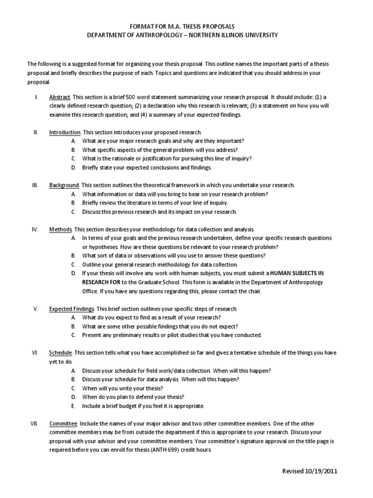 Format For M.A. Thesis Proposals Department of Anthropology - Northern ...