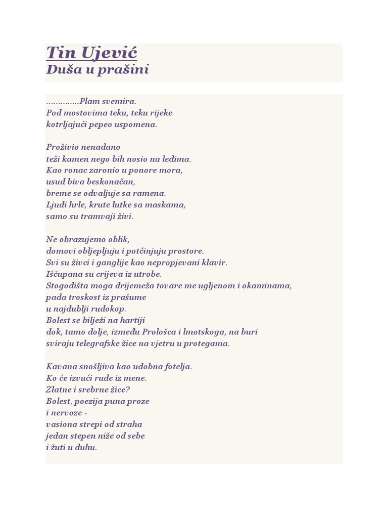 Tin Ujevic Dusa | PDF